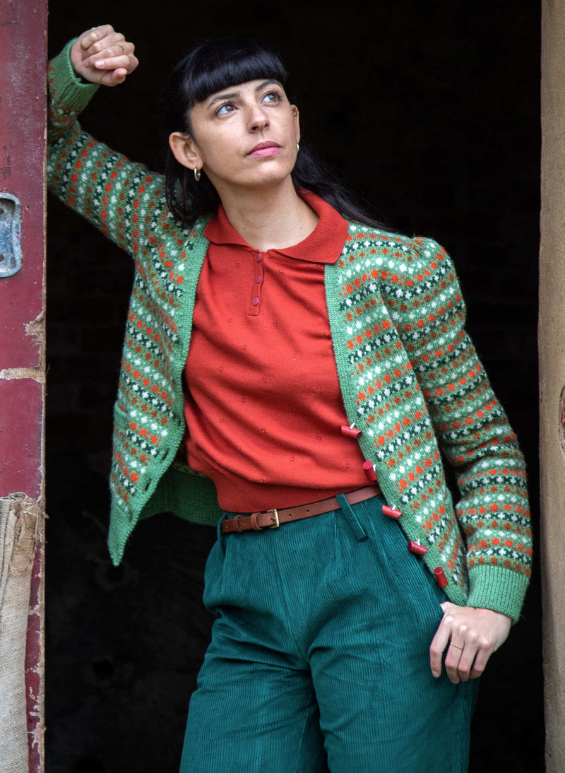 Rust Red 3/4 Length Sleeve Women's Knitted Top | 100% Organic Cotton