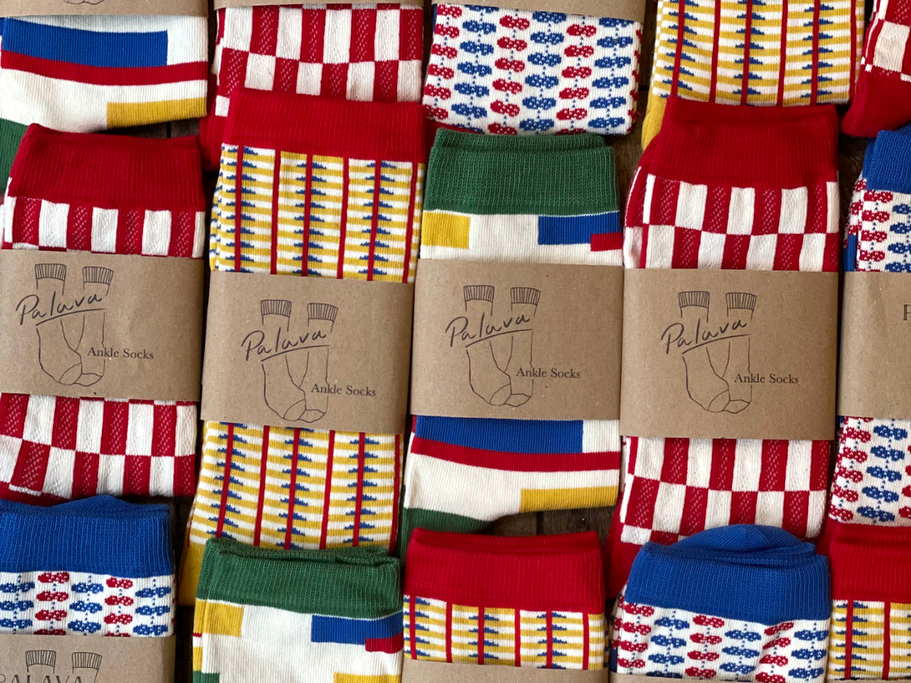 Red & Yellow Striped Cotton Bright Ankle Socks | Made in France