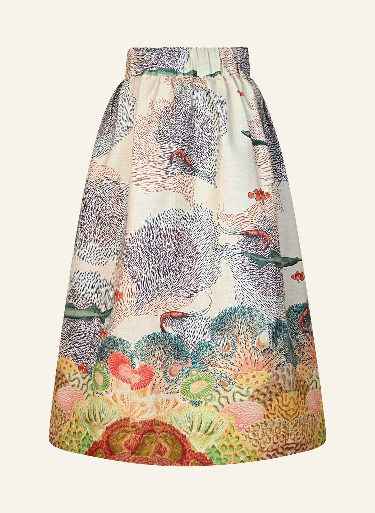 Florence Skirt – Ivory Coastal Migration Print | Ethically Made in the UK