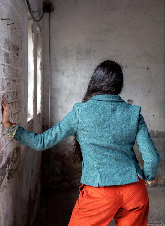 Women's Teal Harris Tweed Jacket | 100% British Wool | Palava