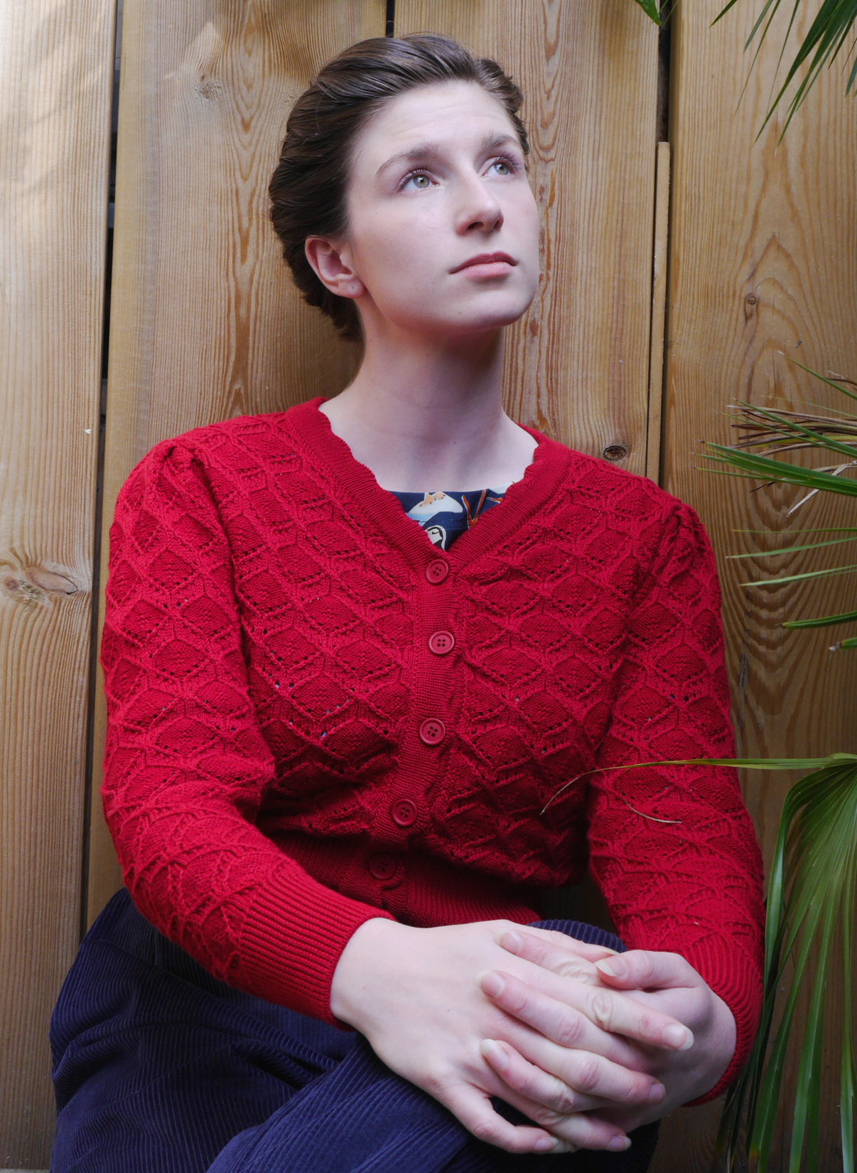 Cropped Elegant Knit Cardigan - Burgundy | 100% Organic Cotton