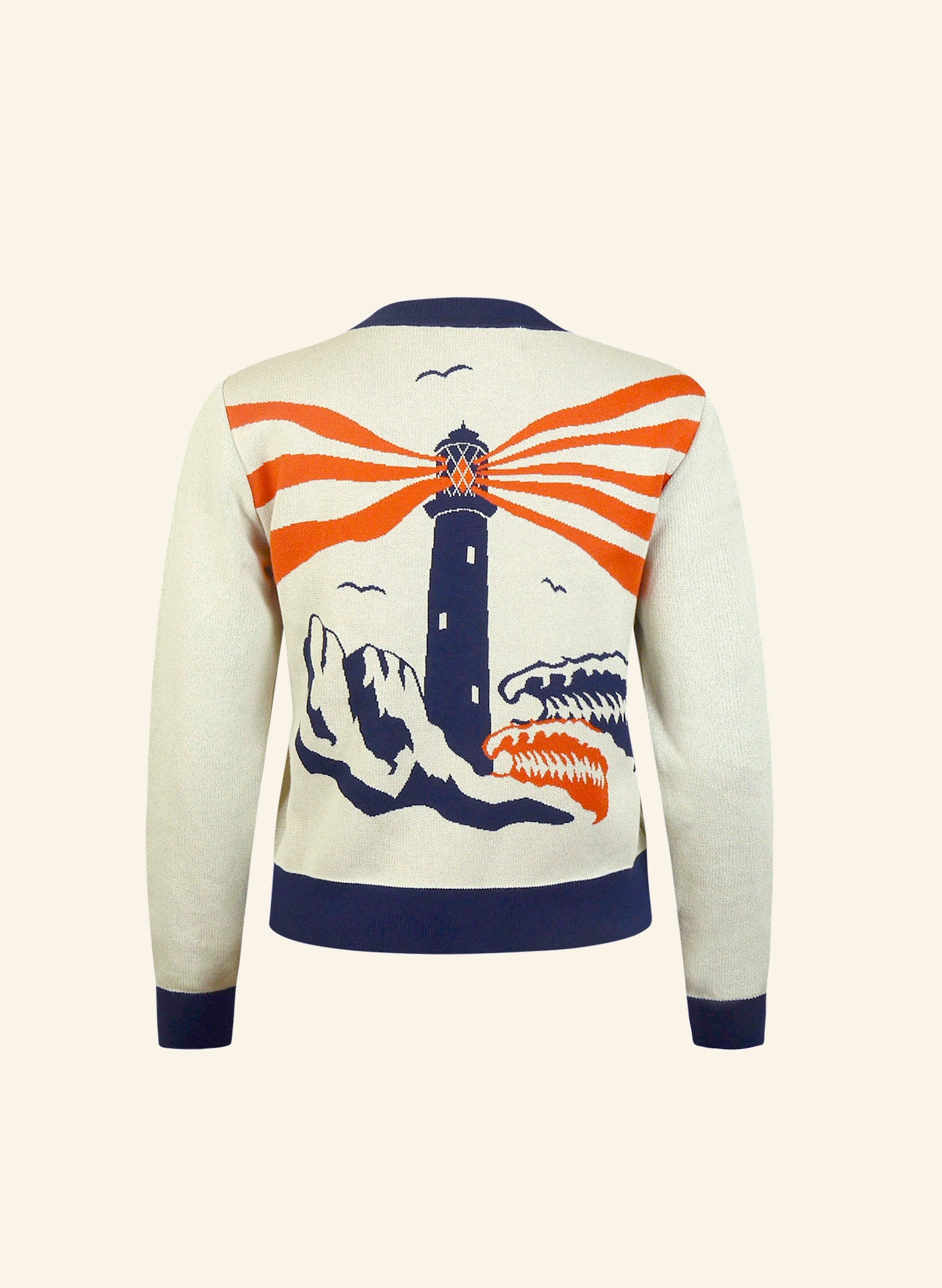 Navy & Cream Lighthouse Cardigan | 100% Organic Cotton | UK