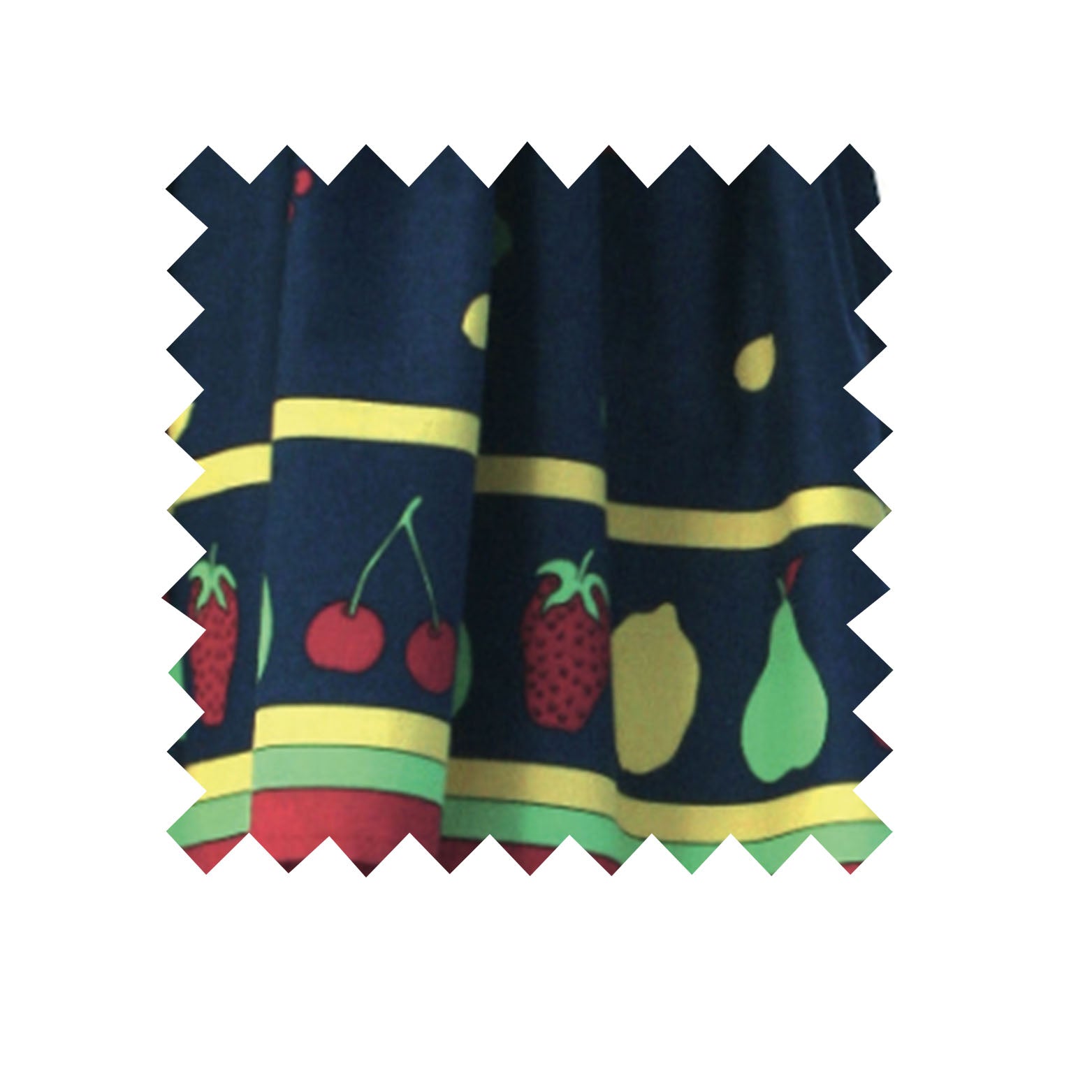 Navy Fruit Border Print Fabric by the Meter | 100% Cotton | UK