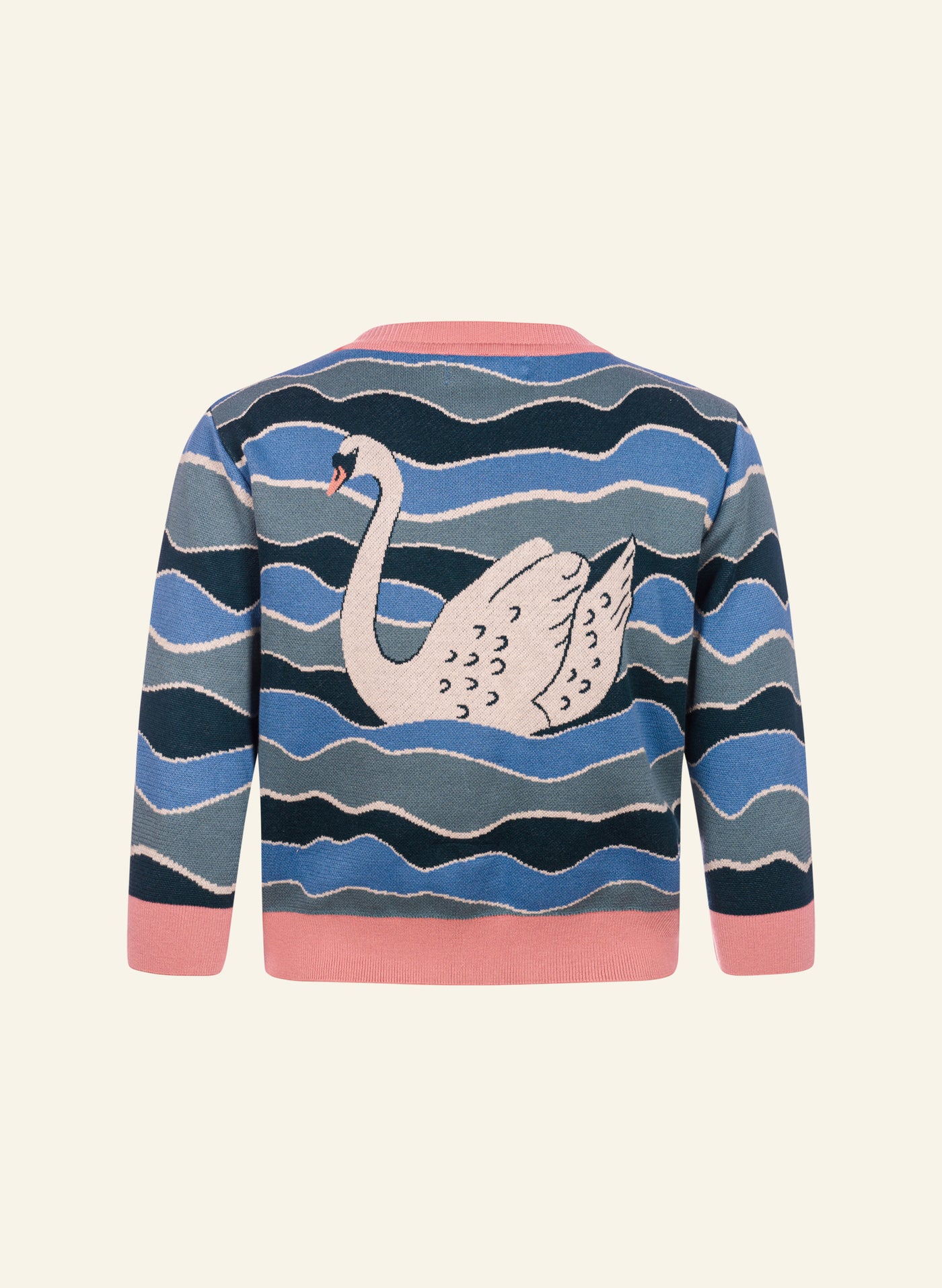 Blue Waves Pattern Jacquard Knit Cardigan | Cropped & 3/4 Sleeve