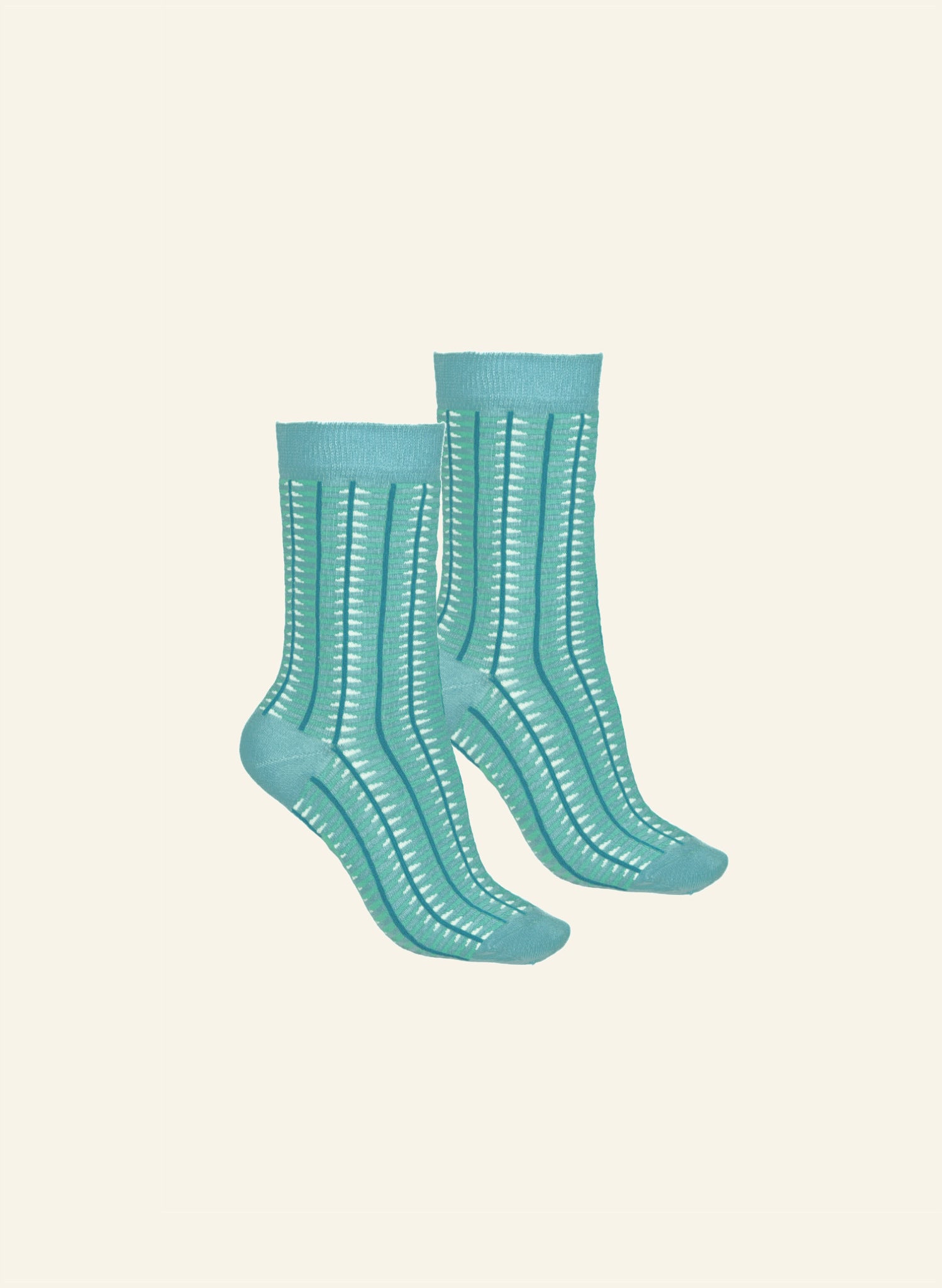 Patterned Sky Blue Crew Socks | Made in France