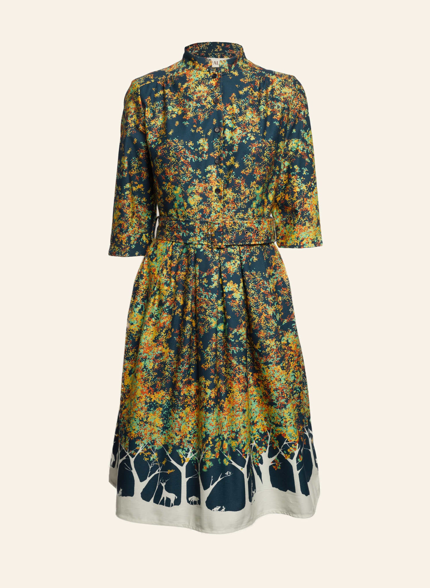 Sustainable Forest Print Dress | Vintage Style & Organic Cotton