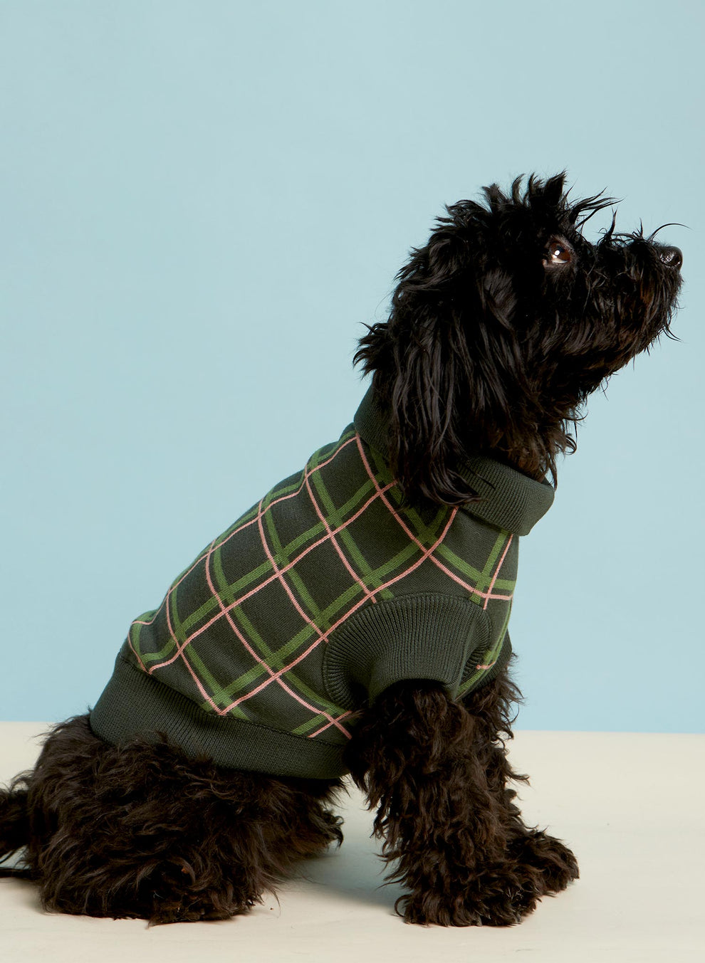 Green & Pink Plaid Print Dog Jumper | 100% Organic Cotton | UK