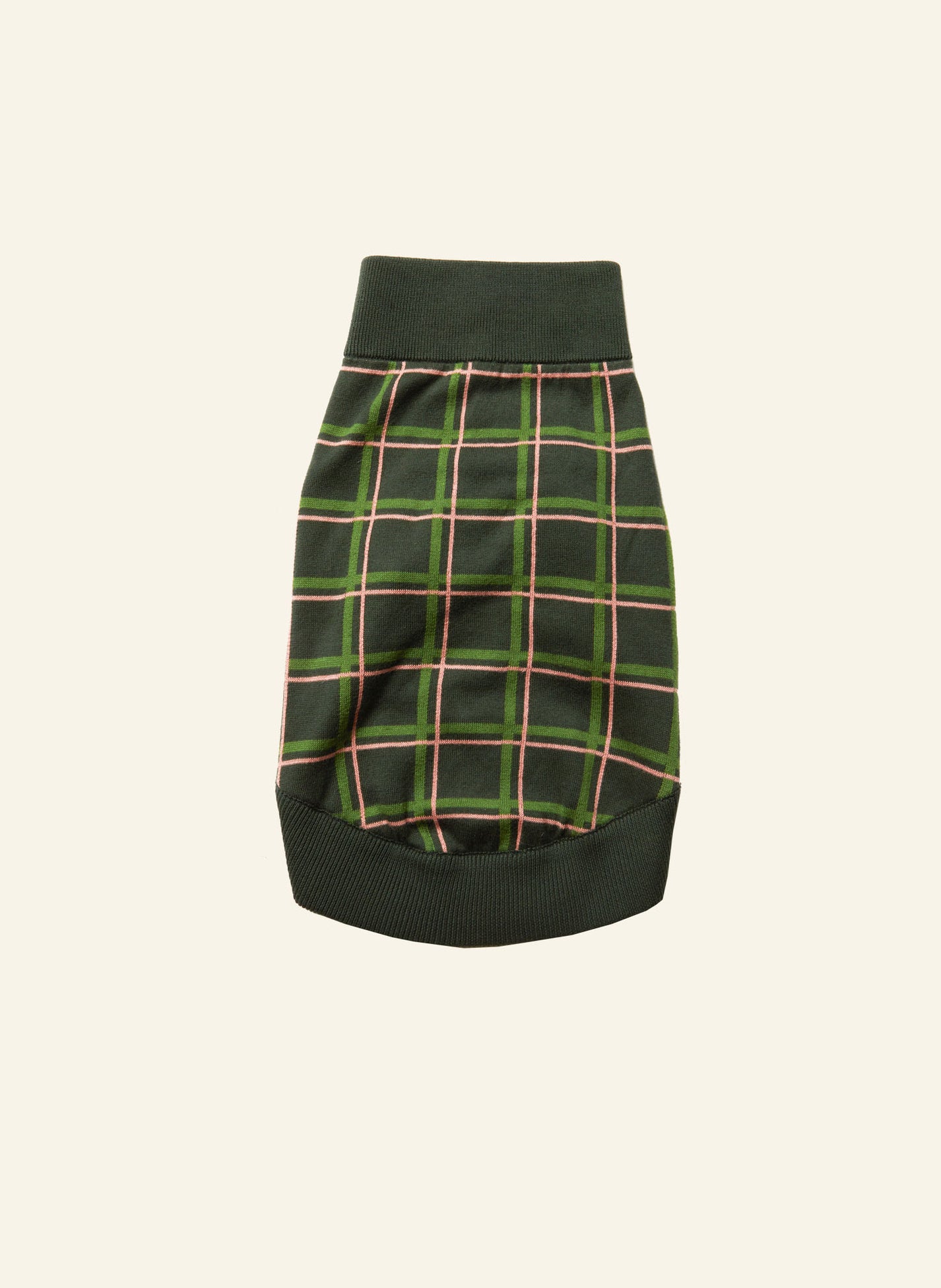 Green & Pink Plaid Print Dog Jumper | 100% Organic Cotton | UK