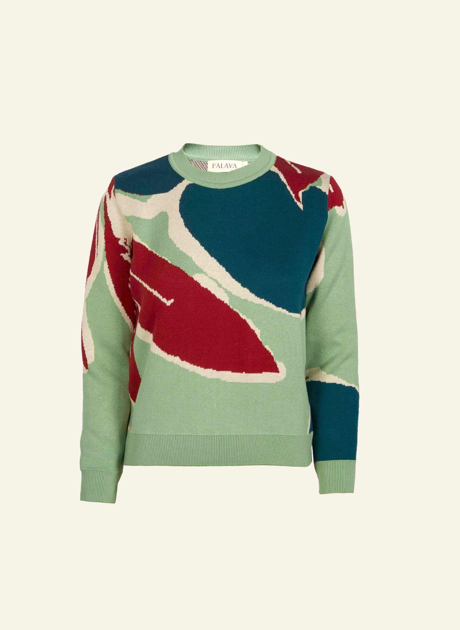 Mint Abstract Instarsia Knit Jumper | 100% Organic Cotton