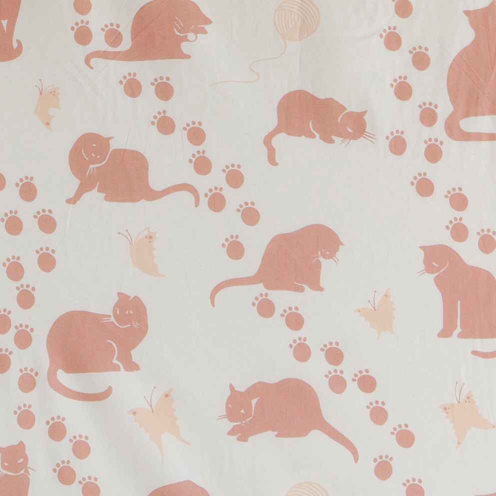 Ecru Large Cat Print Fabric - Cotton – Palava