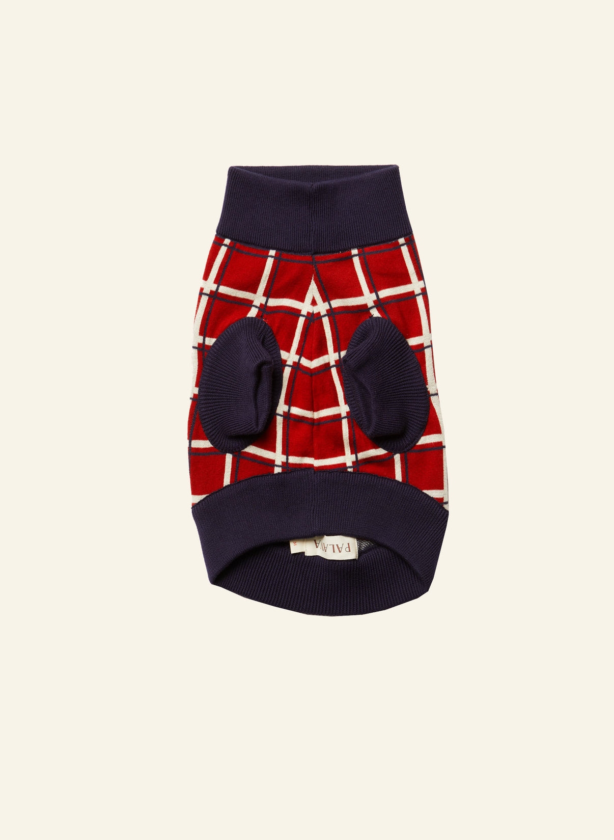 Red & Navy Plaid Print Dog Jumper | 100% Organic Cotton | UK